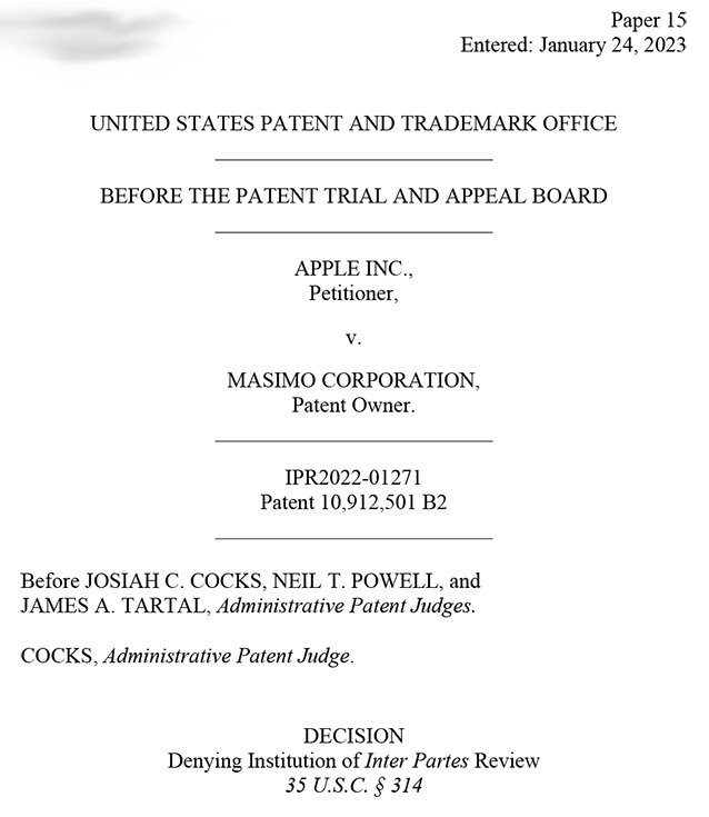 Masimo Wins Again: Patent Trial & Appeal Board Dismisses Apple ...